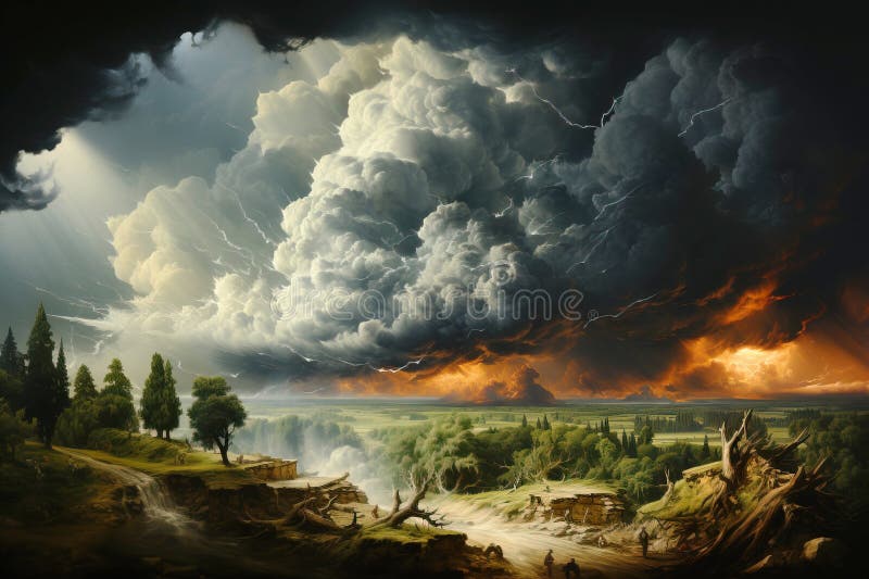 Destructive Tornado Funnel, Natural Cataclysm Disaster. AI Generated ...