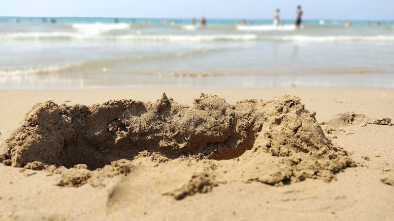 Destructive Wave Castle on the Sand by the Sea Stock Photo - Image of ...