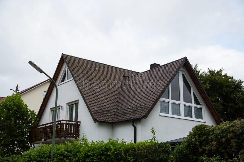 Detached House with 2 Gables Stock Photo - Image of street, elegan ...