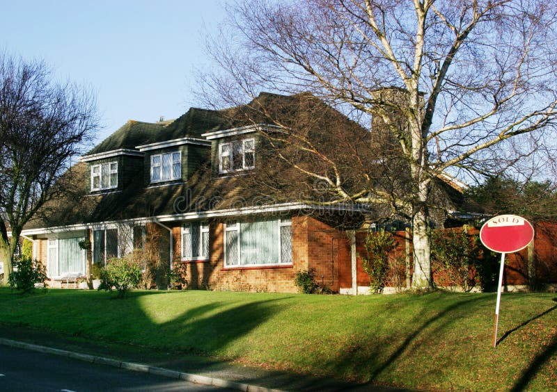 Detached House with Sold Sign Stock Photo - Image of agent, detached ...