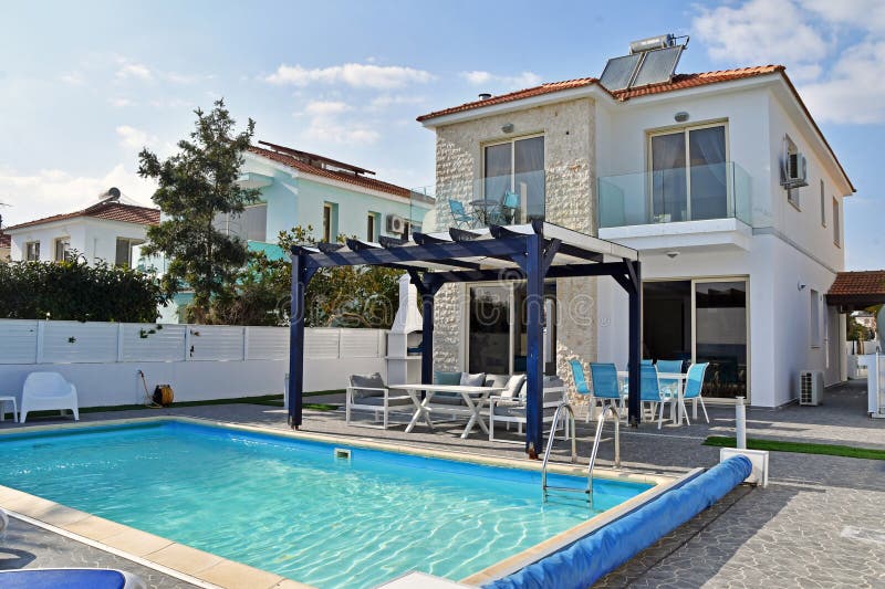 Villa with Swimming Pool stock image. Image of detached - 271620649