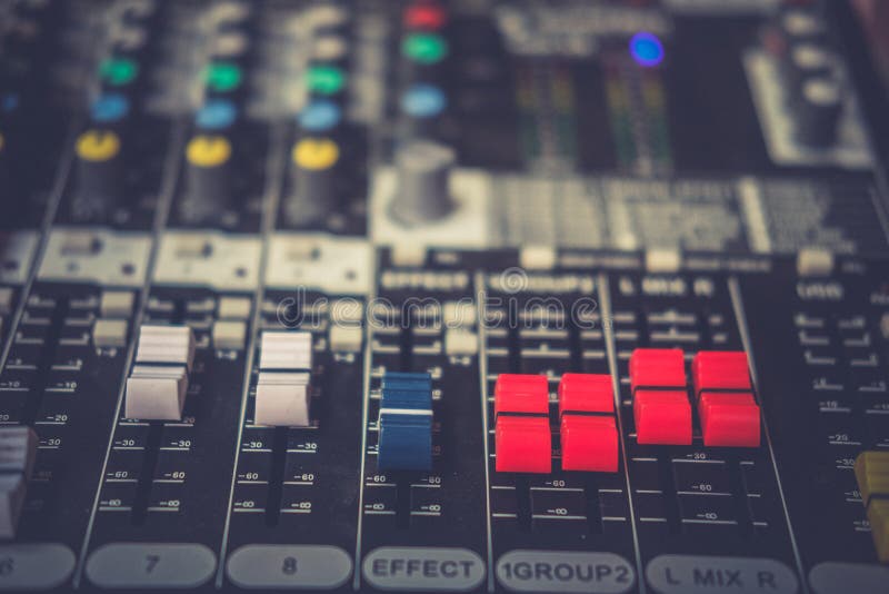 Detail with Adjusting Knobs on a Professional Audio Mixer Stock Image ...