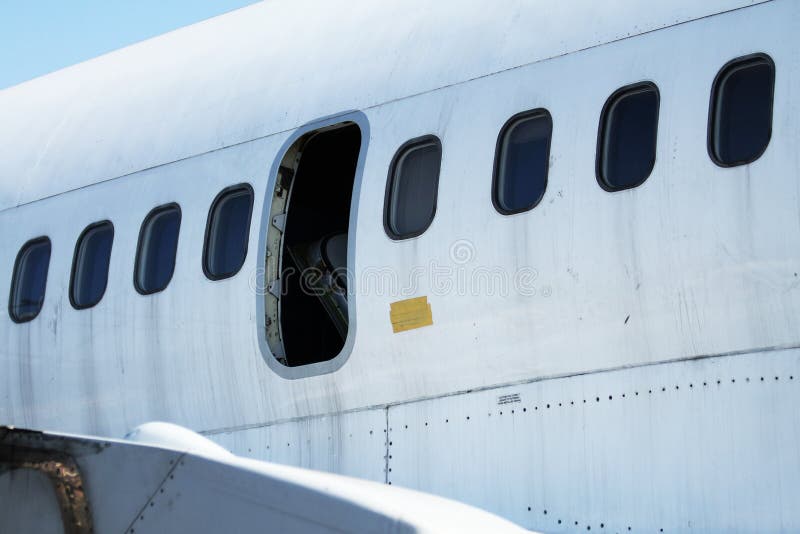 Detail of aircraft door stock image. Image of force - 173091335