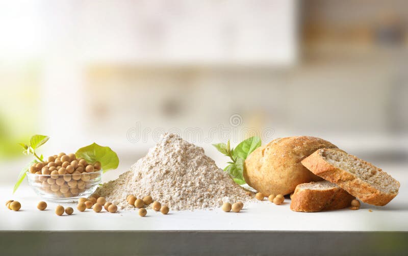 Detail of Alternative Bread with Soy Flour on White Bench Stock Image ...
