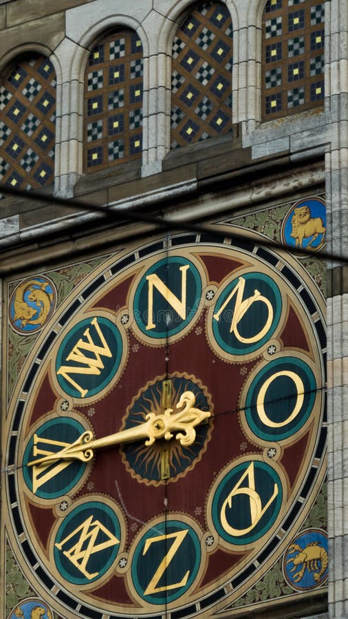 Detail of an Ancient Clock on a Palace of Amsterdam Stock Photo - Image ...