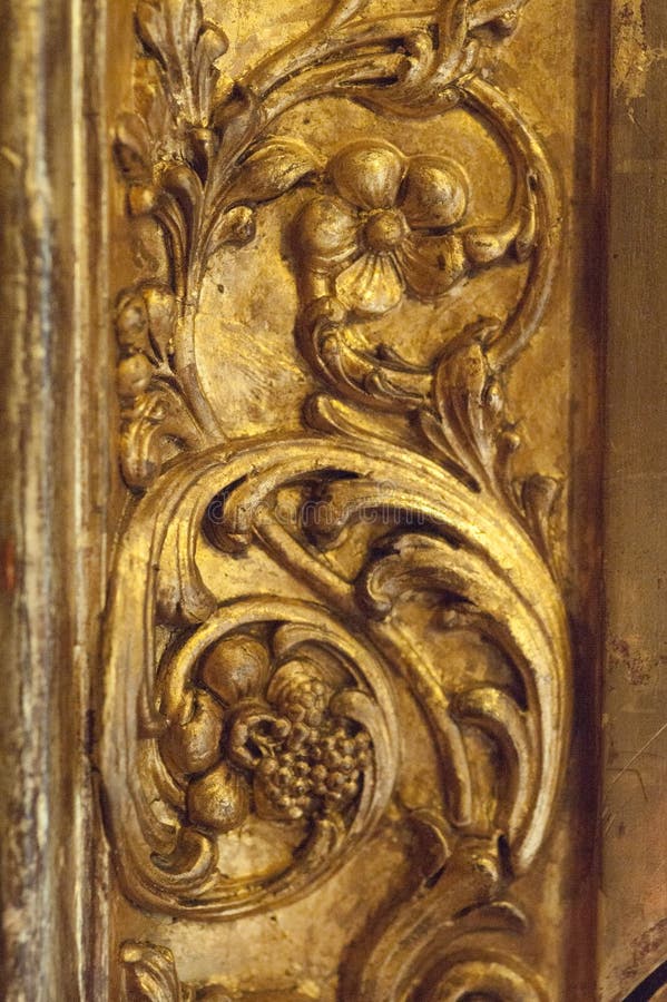 Detail of an Ancient Gilded Frame Stock Image - Image of frame ...