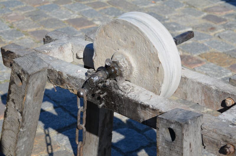 Detail of an Ancient Grindstone Stock Photo - Image of grinding ...