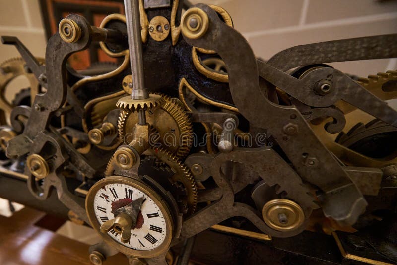Detail of the Ancient Machinery of an Old Clock Stock Photo - Image of ...