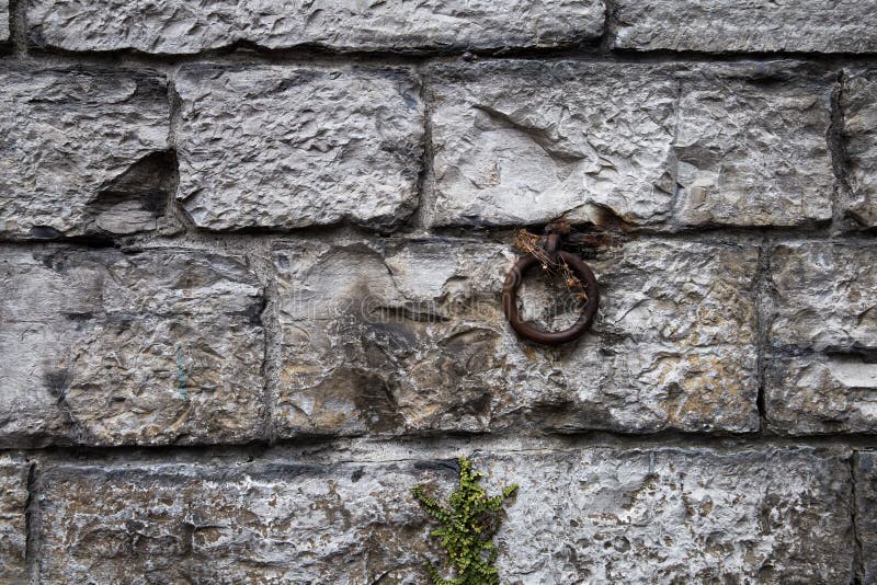 Detail of an Ancient Wall with an Iron Ring Stock Image - Image of ...