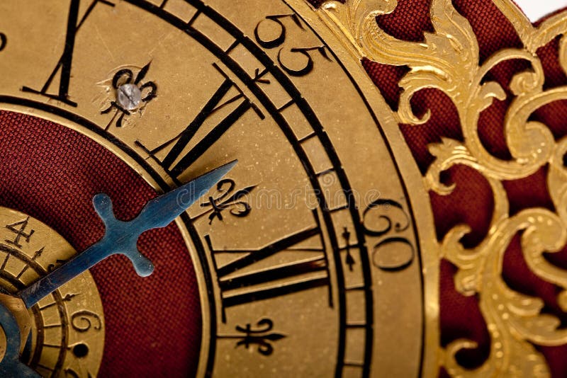 Detail of Antique Gold and Red Clock Stock Image - Image of white ...
