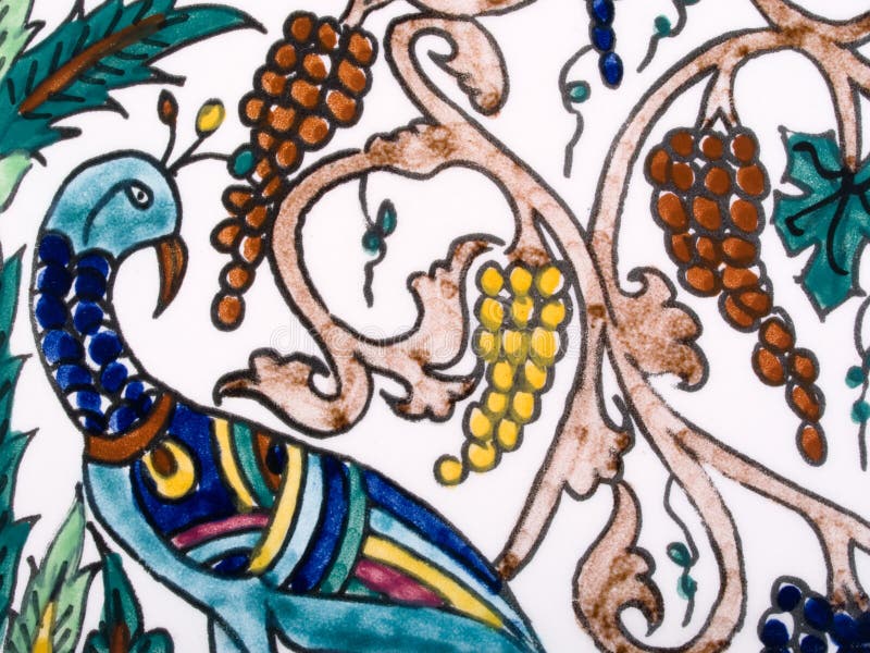 Detail of Armenian Tile from Palestine Stock Image - Image of grapes ...