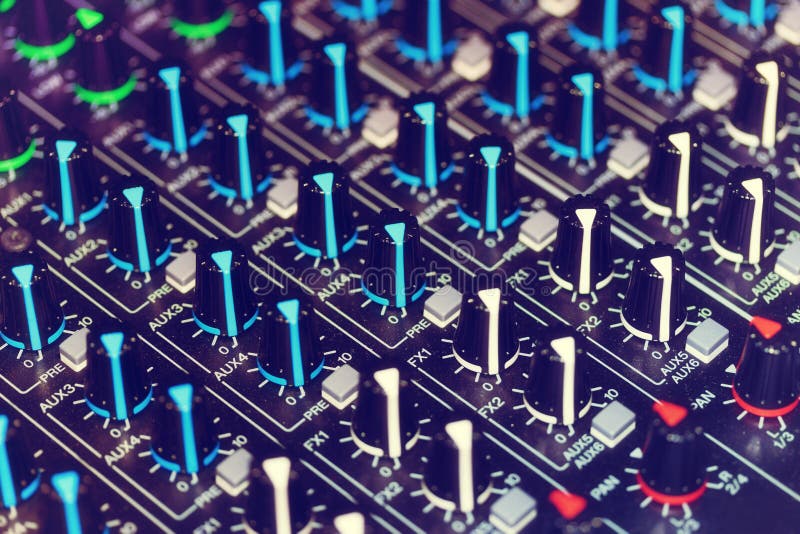 Detail of an audio mixer stock photo. Image of mastering - 69164932