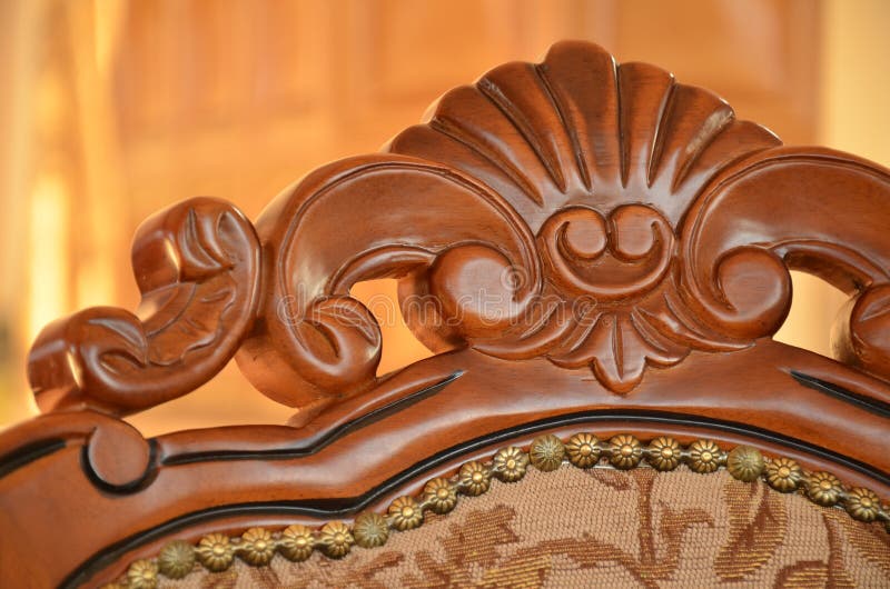 Detail of Back an Decorative Wooden Chair Stock Photo - Image of ...