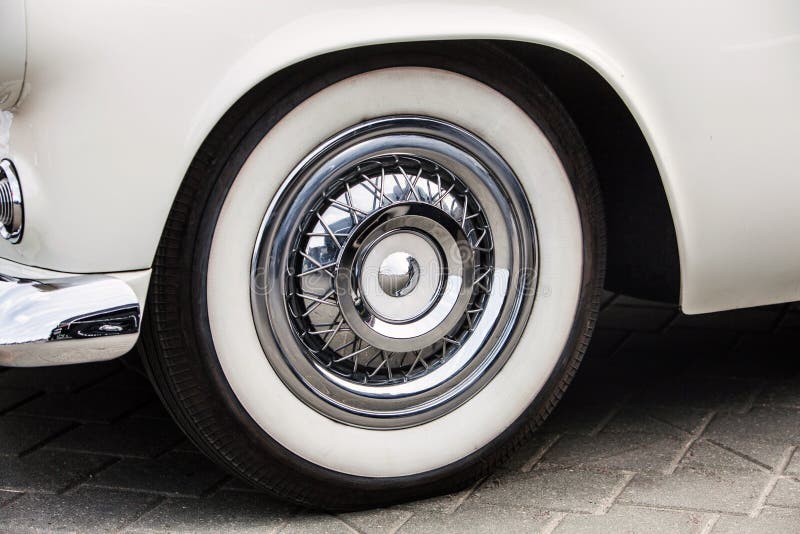 Detail of the Back Wheel a Vintage Car Stock Photo - Image of chromatic ...