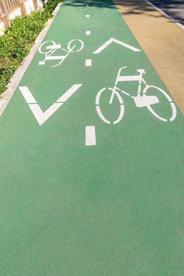 Detail of a Bicycle Lane is a Space Stock Photo - Image of direction ...