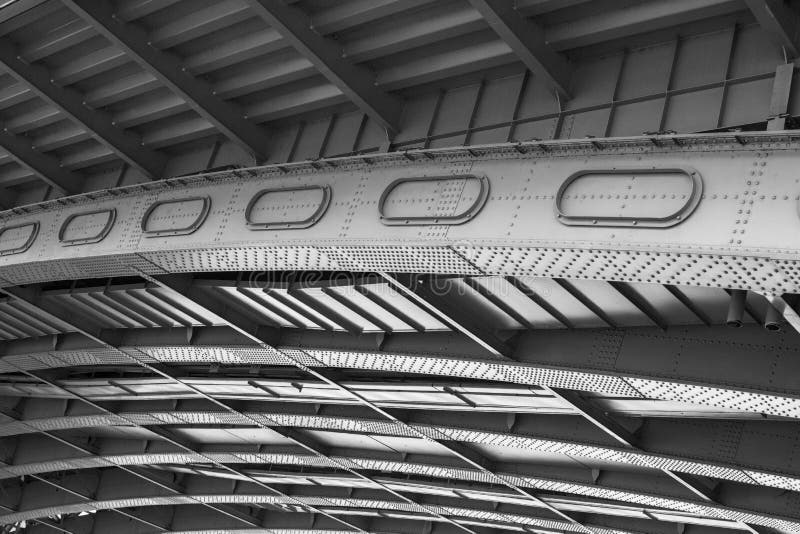 Closeup of Black and White Metal Bridge Element Stock Image - Image of ...