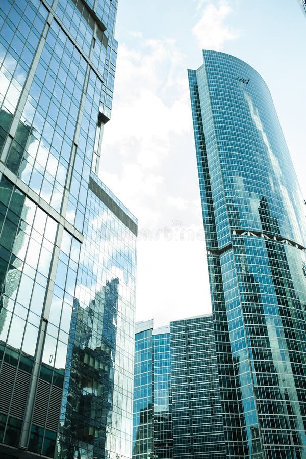 Detail Blue Glass Building Background with Cloud Sky Stock Photo ...