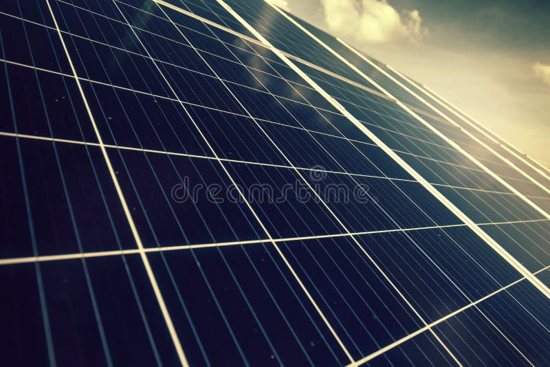 Blue Solar Panels. Photovoltaic Modules for Renewable Energy. Aerial ...
