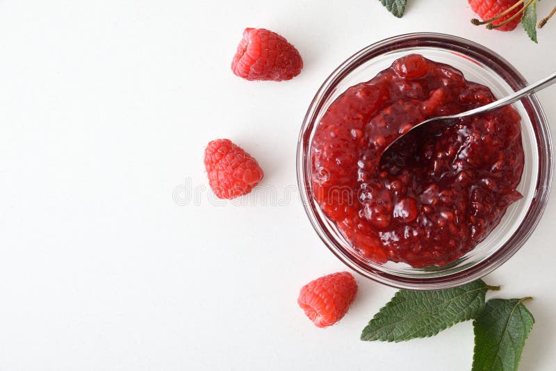 Detail of Bowl of Raspberry Jam and Berries Around Stock Photo - Image ...