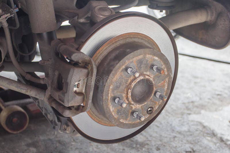 Detail of brake disk old stock photo. Image of garage - 91107458