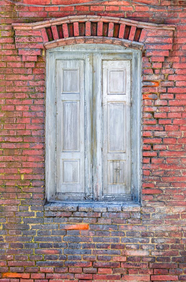 Detail of a Brick Wall with Closed Window Stock Image - Image of ...