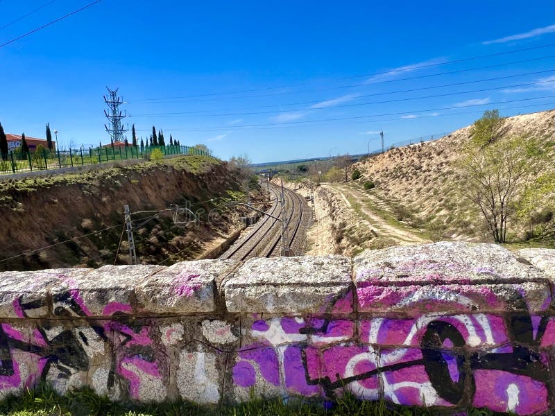 Detail of a Bridge Full of Graffiti on the Railroad Tracks. Stock Photo ...