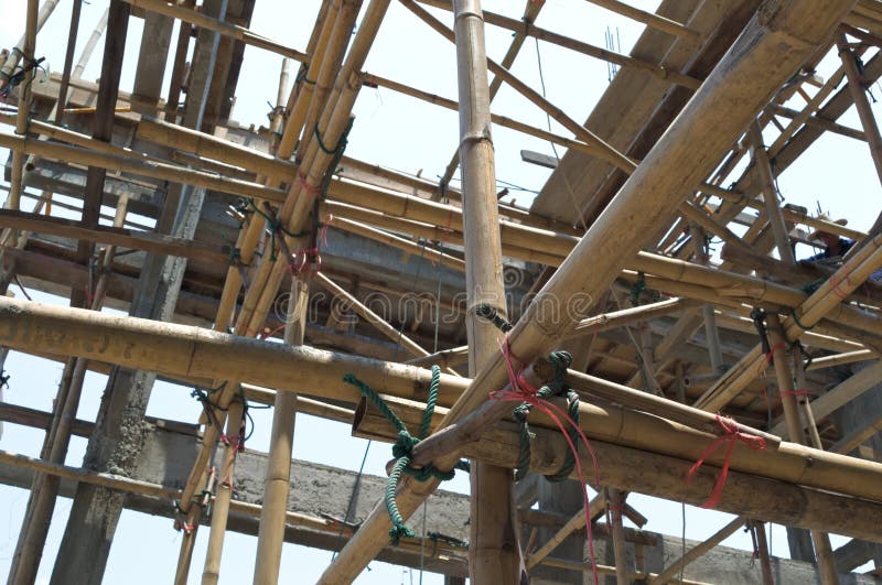 The Detail Building Home with Bamboo Structure Stock Photo - Image of ...
