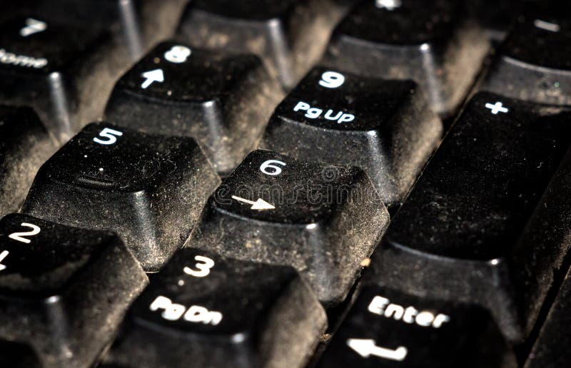 A Fragment of a Dirty Computer Keyboard. Selective Focus Stock Image ...