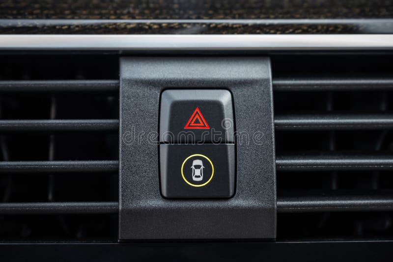 Detail on Car Dashboard, the Emergency Lights Button Inside a Car Close ...