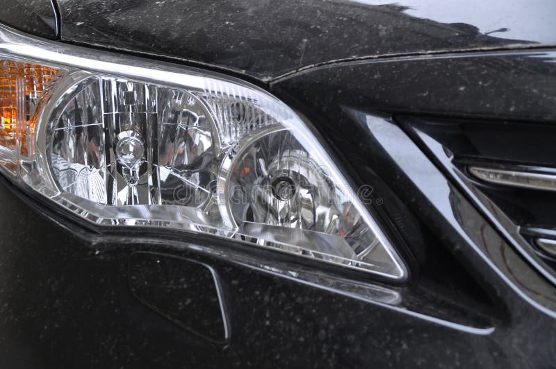 Detail of Car Headlights Lamp, Black Modern Car Front Lamp Stock Image ...