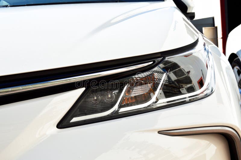 Detail of Car Headlights Lamp, White Modern Car Front Lamp Stock Photo ...