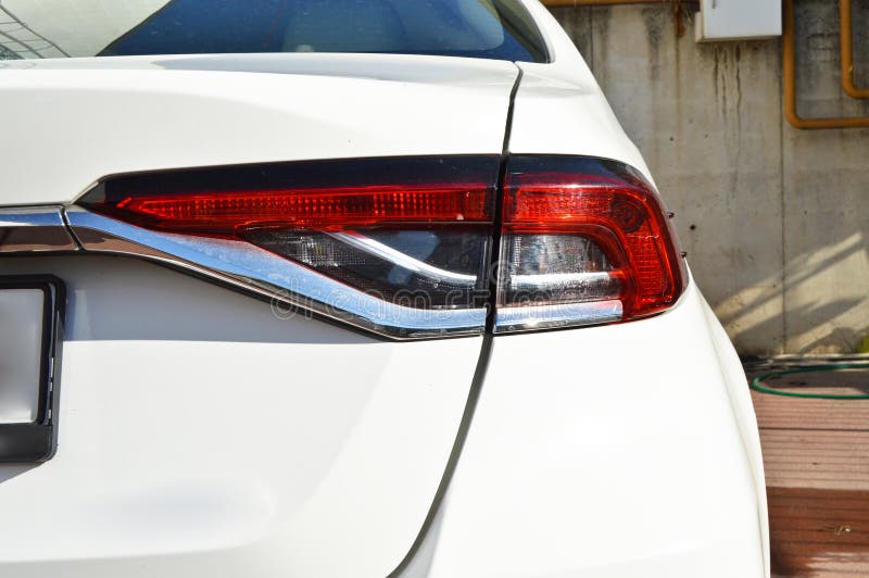 Detail of Car Headlights Lamp, White Modern Car Tail Red Lamp Stock ...