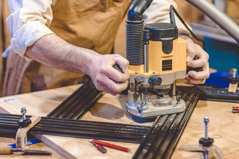 Detail of a Carpenter Using a Router Stock Image - Image of router ...