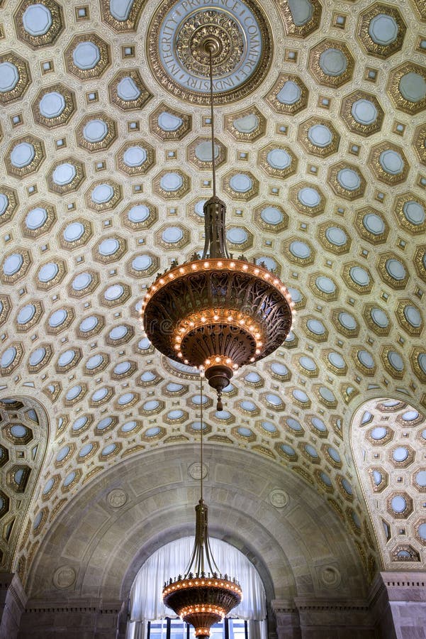 Detail of the Ceiling on a Bank Building Editorial Stock Image - Image ...