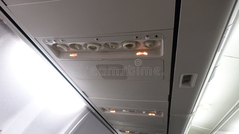 Detail of the Ceiling of the Interior of an Airplane. Stock Photo ...