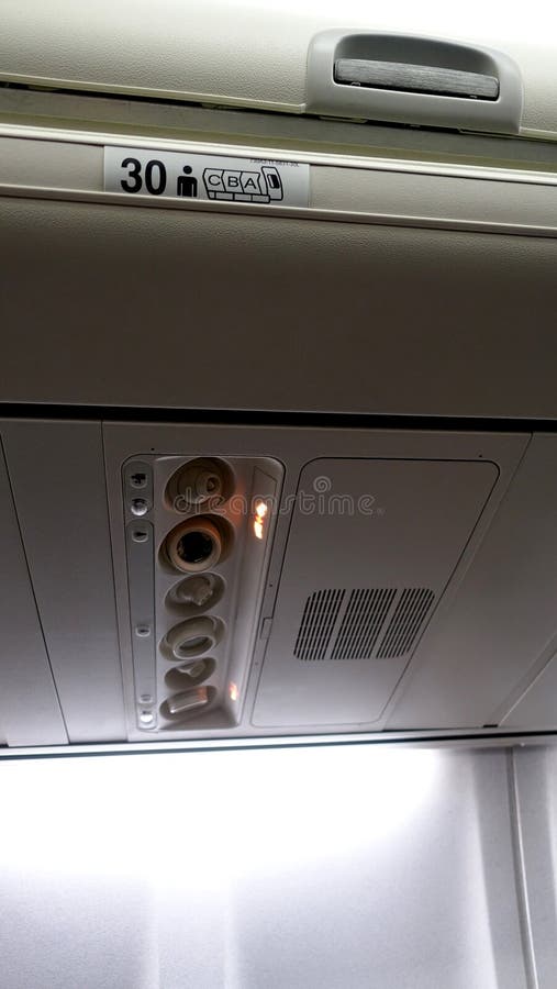 Detail of the Ceiling of the Interior of an Airplane. Stock Image ...