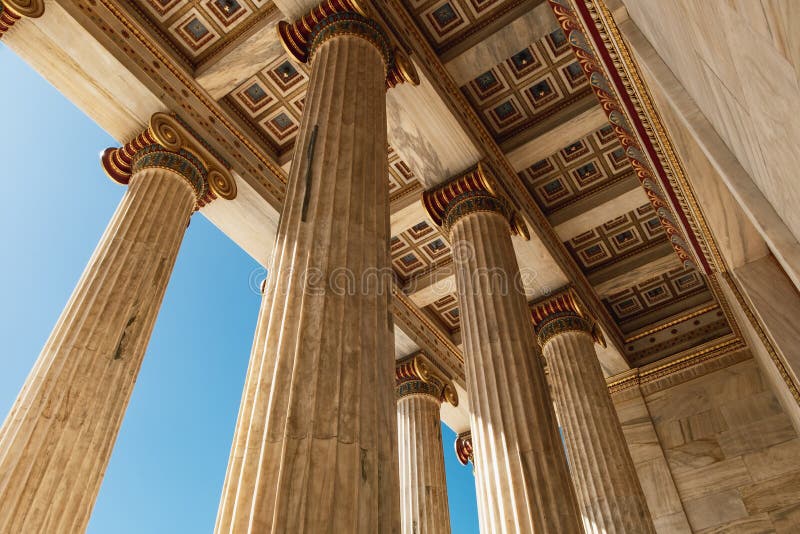 Marble Columns of Academy of Athens in Athens, Greece Stock Photo ...