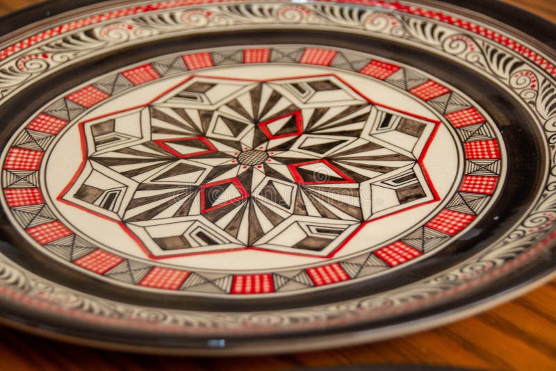 Detail of Ceramic Plates with Abstract Design Stock Photo - Image of ...