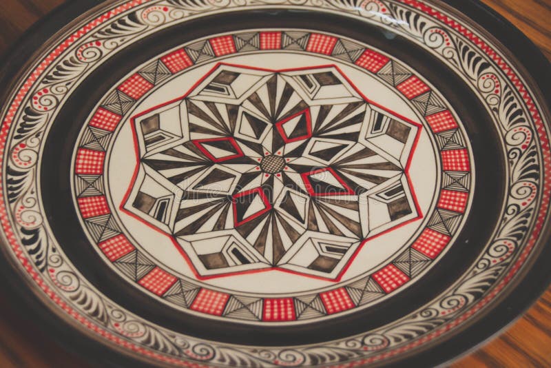 Detail of Ceramic Plates with Abstract Design Stock Photo - Image of ...