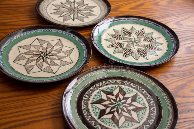 Detail of Ceramic Plates with Abstract Design Stock Photo - Image of ...