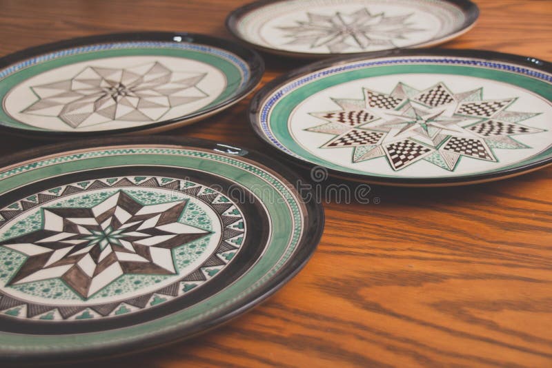 Detail of Ceramic Plates with Abstract Design Stock Image - Image of ...