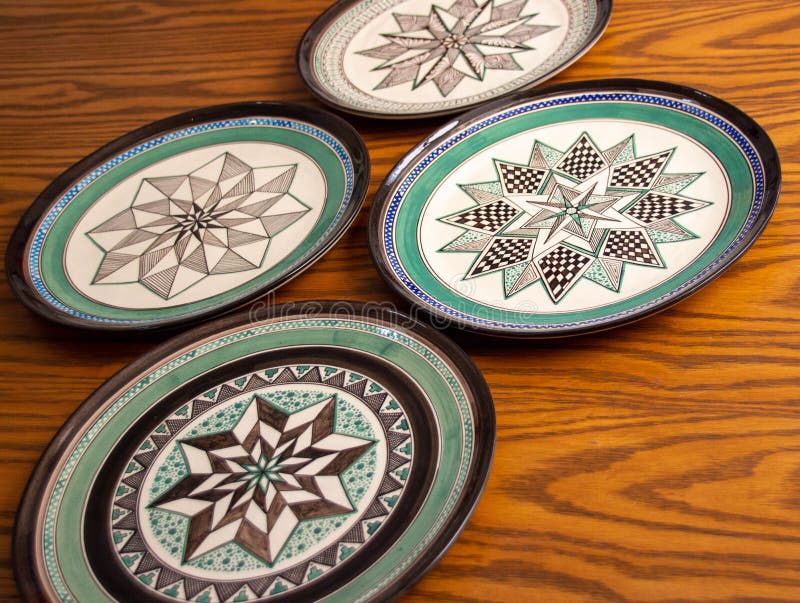Detail of Ceramic Plates with Abstract Design Stock Image - Image of ...