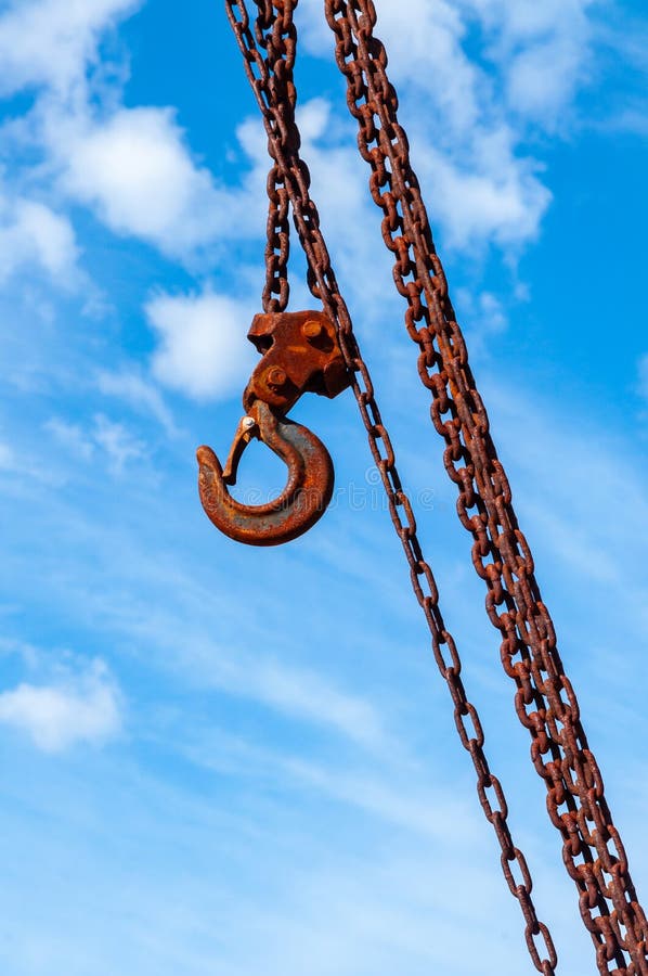 Detail of a chain and hook stock image. Image of hook - 312912875