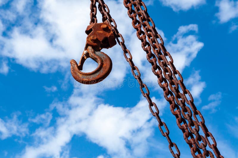 Detail of a chain and hook stock image. Image of chain - 312912877