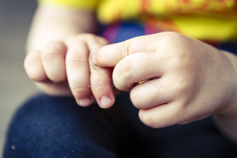 Detail of a Child`s Hands Watering the Plants in the Patio Stock Image ...