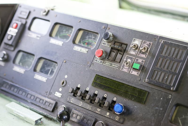 Cockpit of train stock image. Image of platform, panel - 56601099