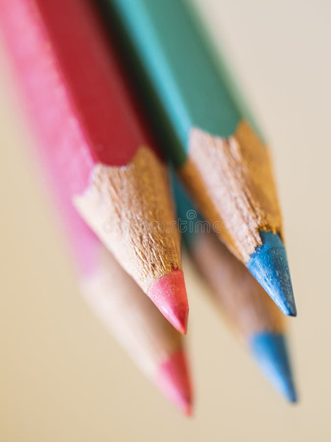 Detail of Colored Pencils, Red and Green Stock Image - Image of orange ...