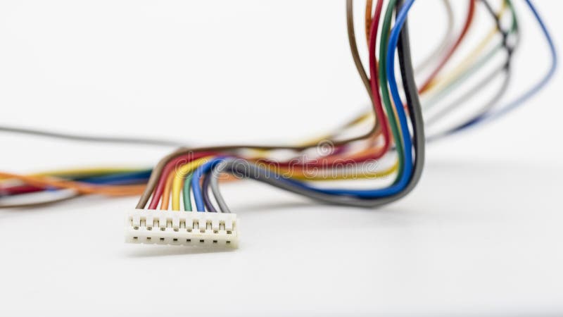 Detail of a Colorful Cables Connector Isolated on White Stock Photo ...
