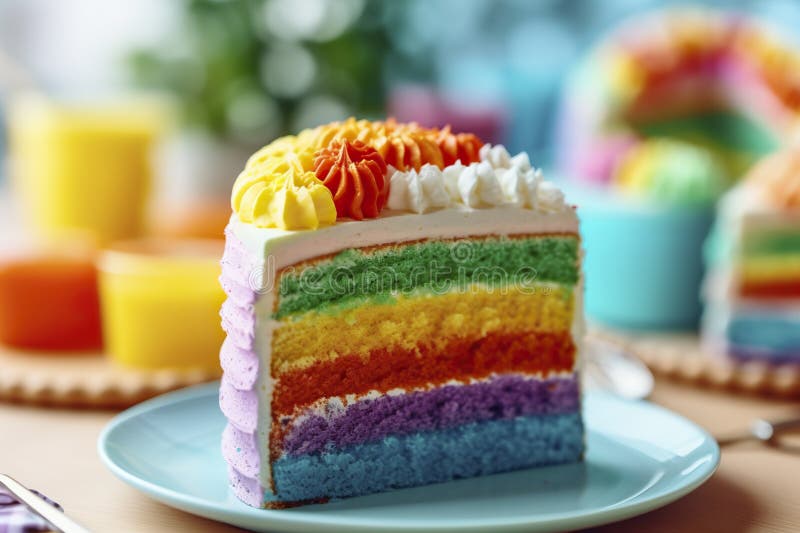 Detail of a Colorful Cream Cake, with Rainbow Colored Chocolate. Ai ...