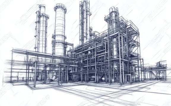 Detail of a Complex Piping and Storage Structure in a Modern Production ...